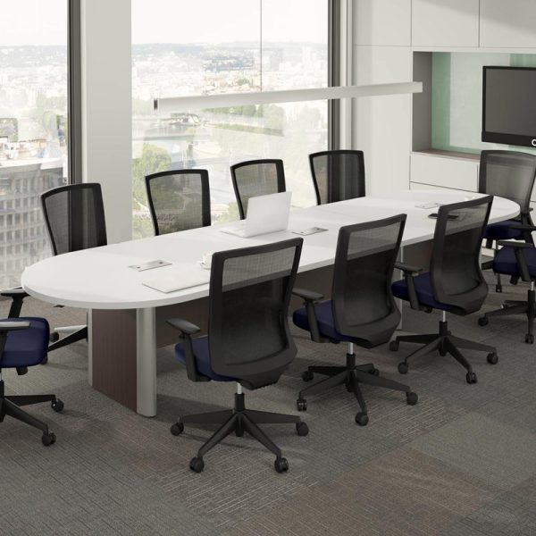 Racetrack Table Silver Accent Base | Office Furniture EZ