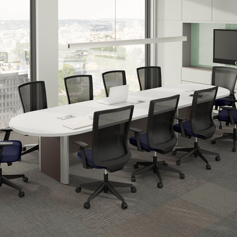 Racetrack Table Silver Accent Base | Office Furniture EZ