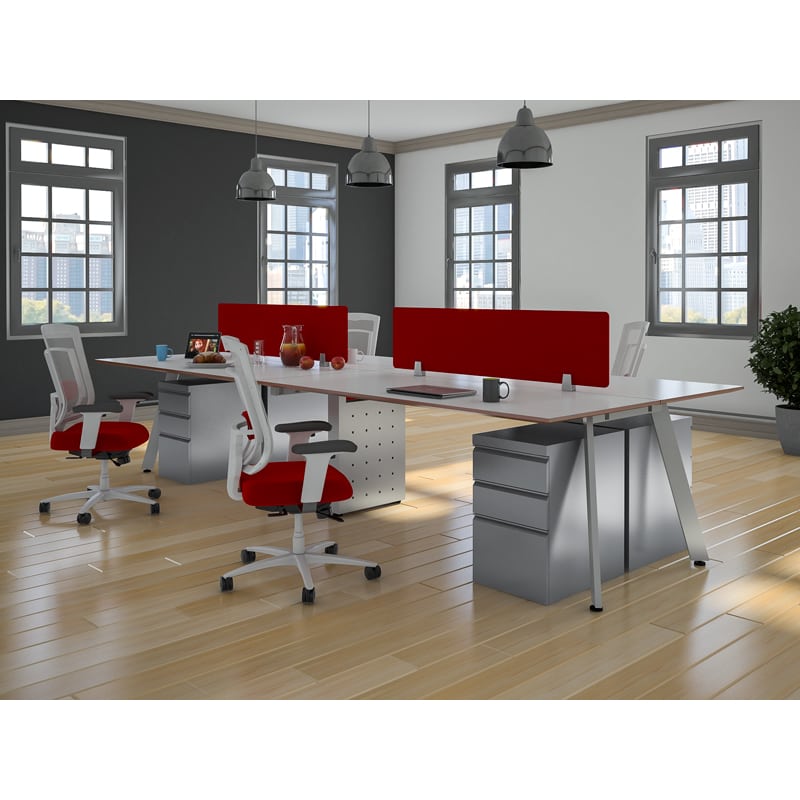 White Shared Open Plan Workstation - Office Furniture EZ