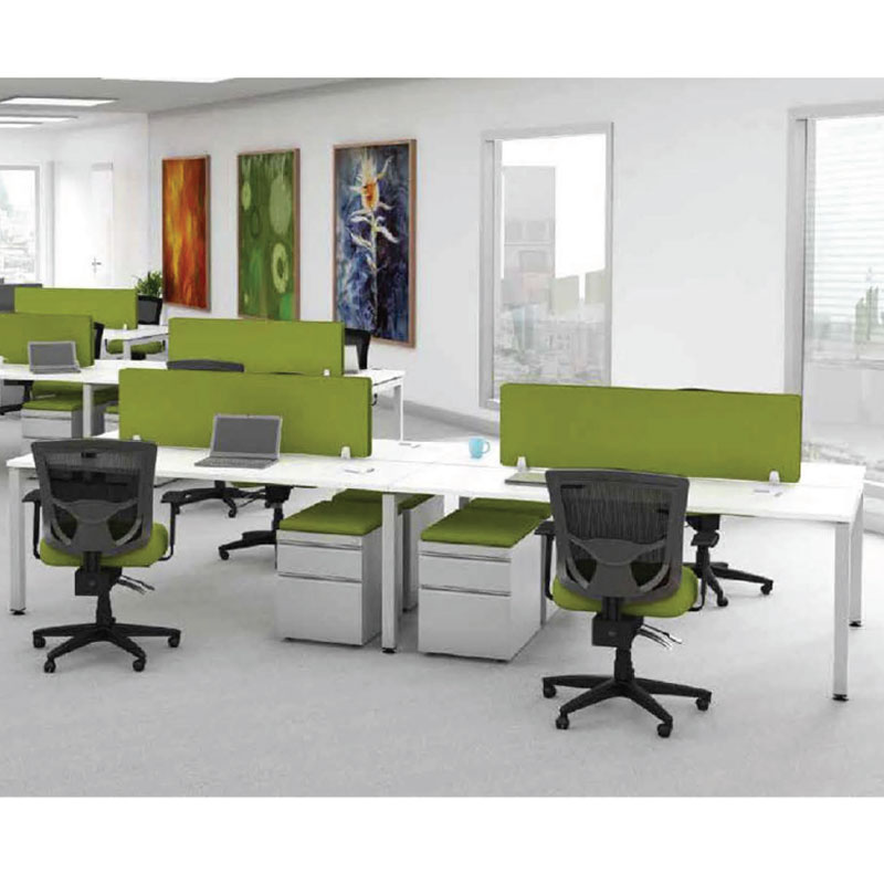 White Shared Open Plan Workstation - Office Furniture EZ