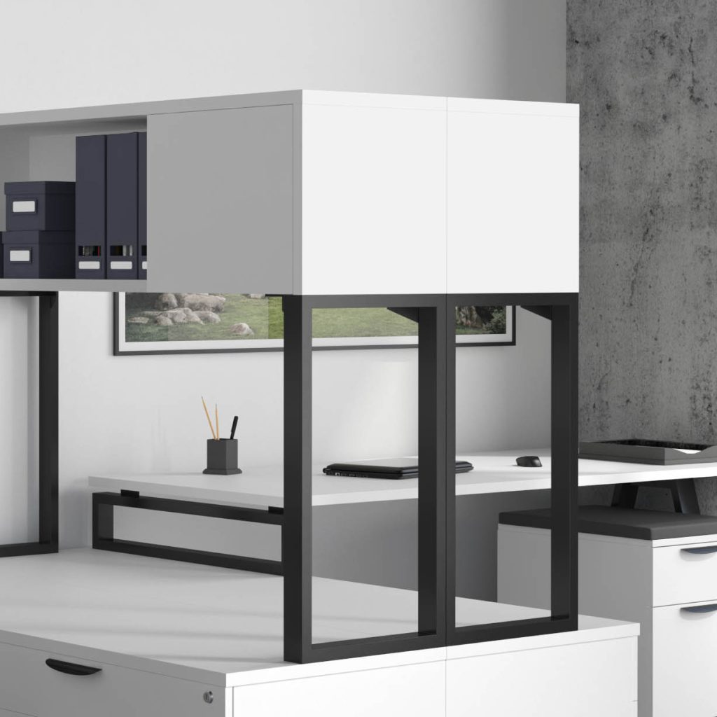 Black V-Leg Dual Workstation - Office Furniture EZ