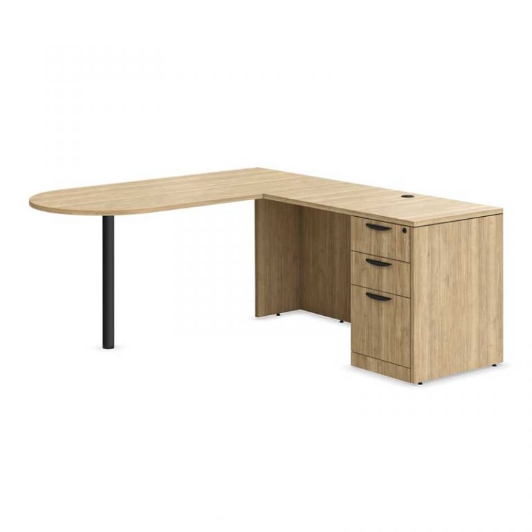 L-Shape Bullet Desk With Files | Office Furniture EZ